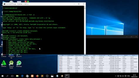 Membuat Table Pada Database Karyawan Mysql Dengan Perintah Cmd Youtube