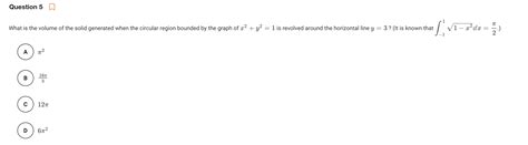 solved question 5 a what is the volume of the solid