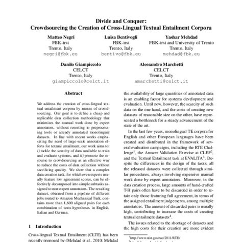 Divide And Conquer Crowdsourcing The Creation Of Cross Lingual Textual