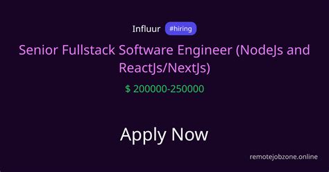 Senior Fullstack Software Engineer Nodejs And Reactjsnextjs At Influur