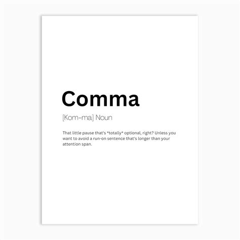 Comma Definition Meaning Art Print By Kaigozen Fy