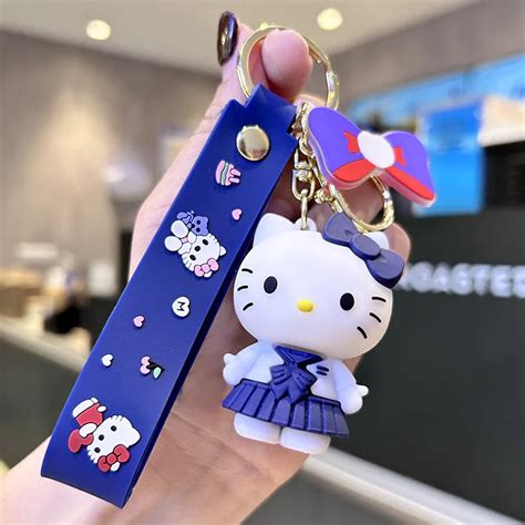 Kawaii Sanrio Keychain Cute Cartoon Hello Kitty Keychains Kt Cat Car