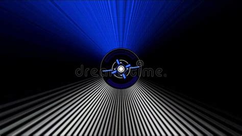 Round Logo In The Middle With A Red Spinning Black Background Stock