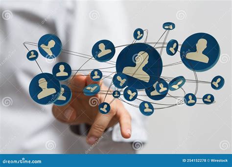 Hand Touching 3d Rendered Human Icons In A Constellation A Digital Networking And Data Concept