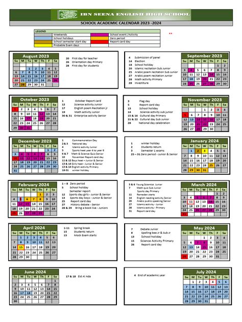 School Academic Calander 2023 24 Pdf