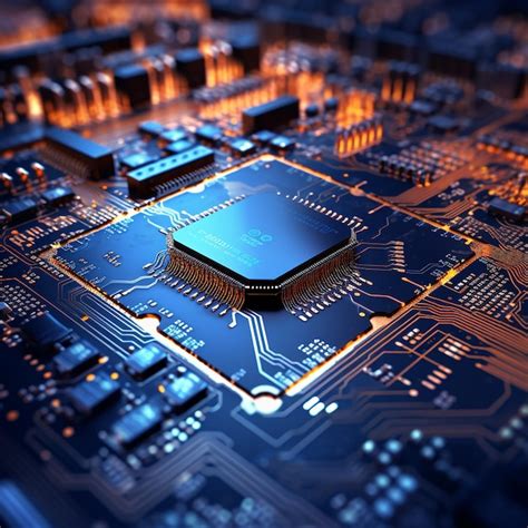 Closeup Of An Electrical Circuit Board With A CPU Premium AI Generated Image