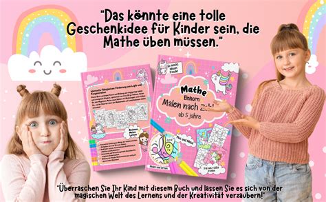 Malen nach Zahlen ab 7 Jahre Mädchen: 2 in 1 | Einfach Lernen mit Einhörnern Mathe Übungshefte ...