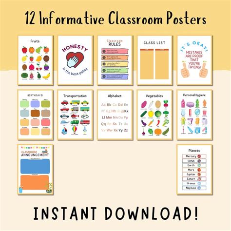 Informative Classroom Posters 12 Printable Designs Instant Download