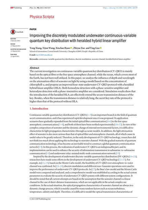 Improving The Discretely Modulated Underwater Continuous Variable