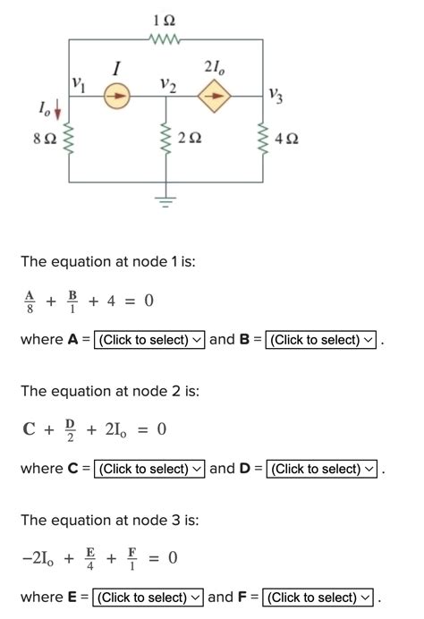 solved by an expert the equation at ﻿node 1 is ﻿a8 b1 4 0 ﻿where click