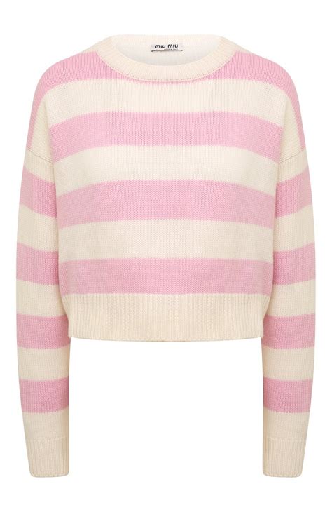 Женский розовый кашемировый пуловер Miu Miu купить в интернет магазине ЦУМ арт Mml574 10th F0ay1