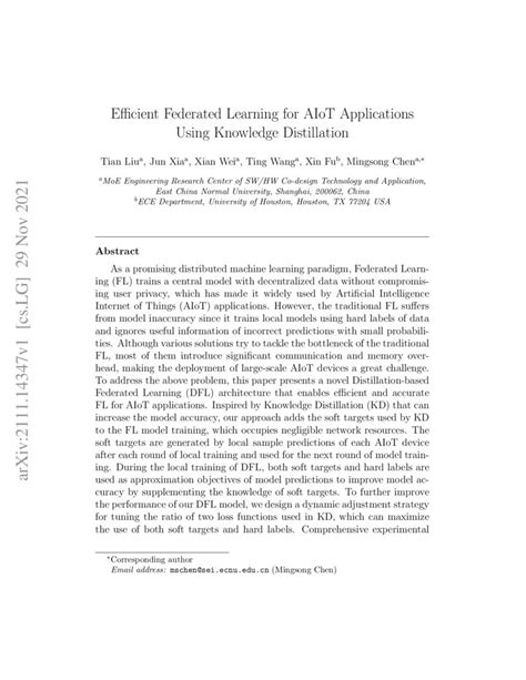 Efficient Federated Learning For Aiot Applications Using Knowledge