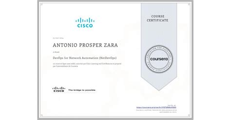 Zara Antonio Prosper On Linkedin Completion Certificate For Devops For Network Automation