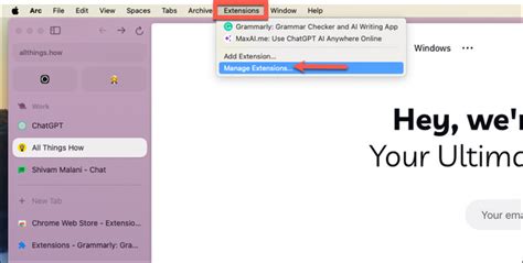 how to manage and use arc browser extensions