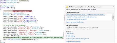 nunit nullrefernceexception when calling setup stack overflow