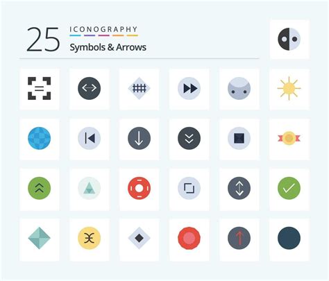 Symbols Arrows 25 Flat Color Icon Pack Including Sign Music Road