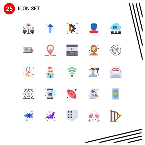 25 Thematic Vector Flat Colors And Editable Symbols Of Data Network Design Usa Hat Editable