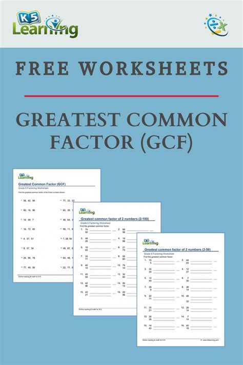 Greatest Common Factor Worksheets In 2024 Greatest Common Factors