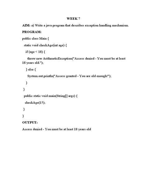 Week 7 To Week 9 Java Lab Program Pdf Java Programming Language Computer Programming