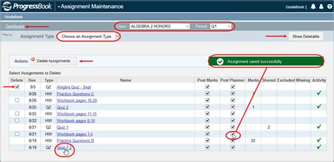 Assignment Maintenance Screen