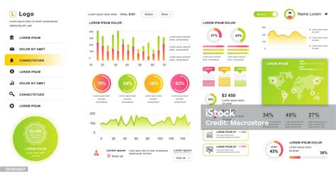 대시보드 Ui 인포그래픽 요소 Hud 다이어그램 인포 그래픽이 있는 관리자 패널 벡터 디자인 템플릿 경영자에 대한 스톡 벡터 아트 및 기타 이미지 Istock