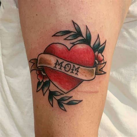 Traditional Mom Heart Tattoos 40 Traditional Mom Tattoo Designs For
