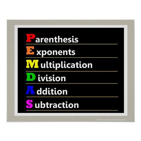 Pemdas Order Of Operations Math Poster Designed For Common Core Lessons