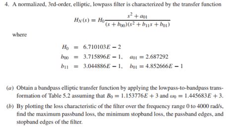 A Normalized 3rd Order Elliptic Lowpass Filter Is
