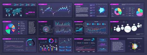 Infographic Dashboard Mockups With Pie Charts Information Diagrams