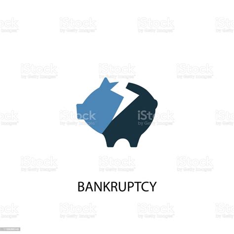 파산 개념 2 컬러 아이콘입니다 간단한 파란색 요소 그림입니다 파산 개념 기호 디자인입니다 웹 및 모바일 Ui Ux에 사용할 수 있습니다 경제에 대한 스톡 벡터 아트 및