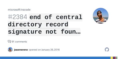 `end of central directory record signature not found` during extension