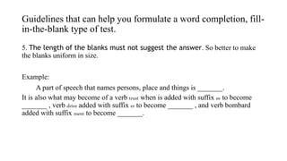 Completion Type Of Test PPTX Educational Assessment Education