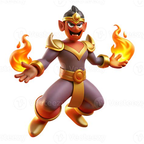 Elegant Classic 3d Cartoon Fire Wizard Illustration Detailed 56758486 Png