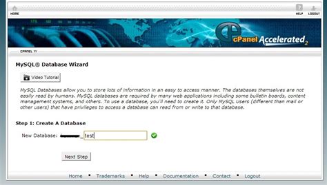 how to create mysql database in cpanel ipserverone