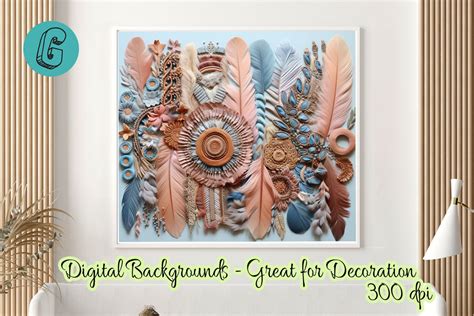 Boho Feathers Macrame Background 32 Graphic By Glamour · Creative Fabrica