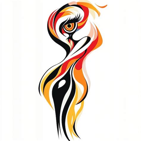 A Drawing Of A Woman With A Flame On It Premium AI Generated Image