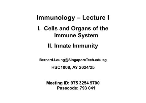 Hsc1008 Immunology Lecture Notes Innate And Adaptive Immunity Overview