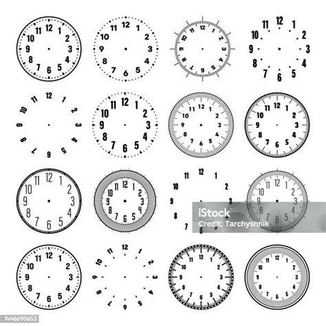기계식 시계는 아라비아 숫자 베젤로 향합니다 분 시간 표시 및 숫자로 다이얼을 시청하십시오 타이머 또는 스톱워치 요소 분할이 있는 빈 측정 원 눈금 벡터 일러스트 레이 션
