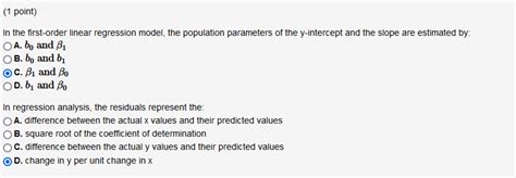 Solved In The First Order Linear Regression Model The