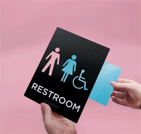 ada compliant restroom signs you can personize your space by adding pops of colors or customize