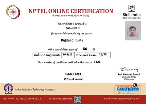 Joshuva J On Linkedin Nptel Digitalcircuits Continuouslearning