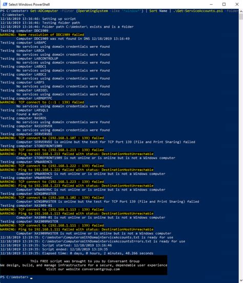 New Script Find Services Using A Domain Account On Specified Computers