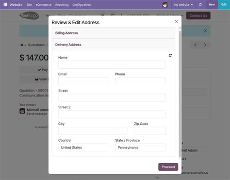 User Manual For Odoo Customer Address For Portal Payments