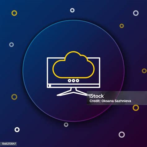 파란색 배경에서 격리된 라인 컴퓨터 모니터 화면 아이콘입니다 전자 기기 전면 보기입니다 다채로운 개요 개념 벡터 0명에 대한 스톡 벡터 아트 및 기타 이미지 Istock