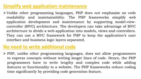 ppt advantages and disadvantages of php frameworks powerpoint
