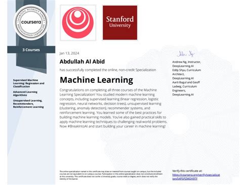 Abdullah Al Abid On Linkedin Im Happy To Share That Ive Obtained A New Certification Machine