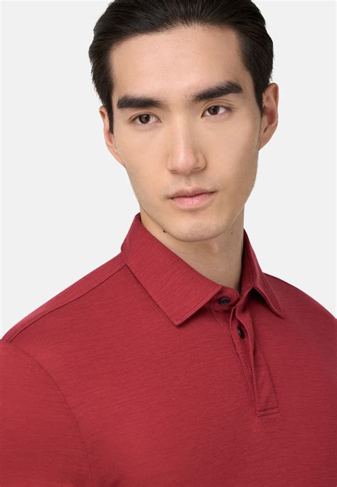 Mens Polo Shirt In A Blend Of Wool And Tencel Boggi Milano