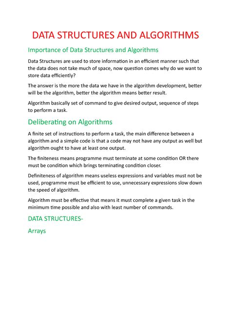 DATA Structures AND Algorithms DATA STRUCTURES AND ALGORITHMS Importance Of Data Structures