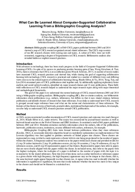 Pdf What Can Be Learned About Computer Supported Collaborative Learning From A Bibliographic