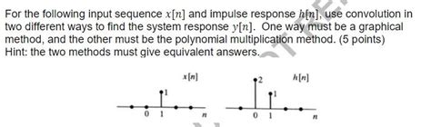 Solved For The Following Input Sequence X N And Impulse Chegg Com